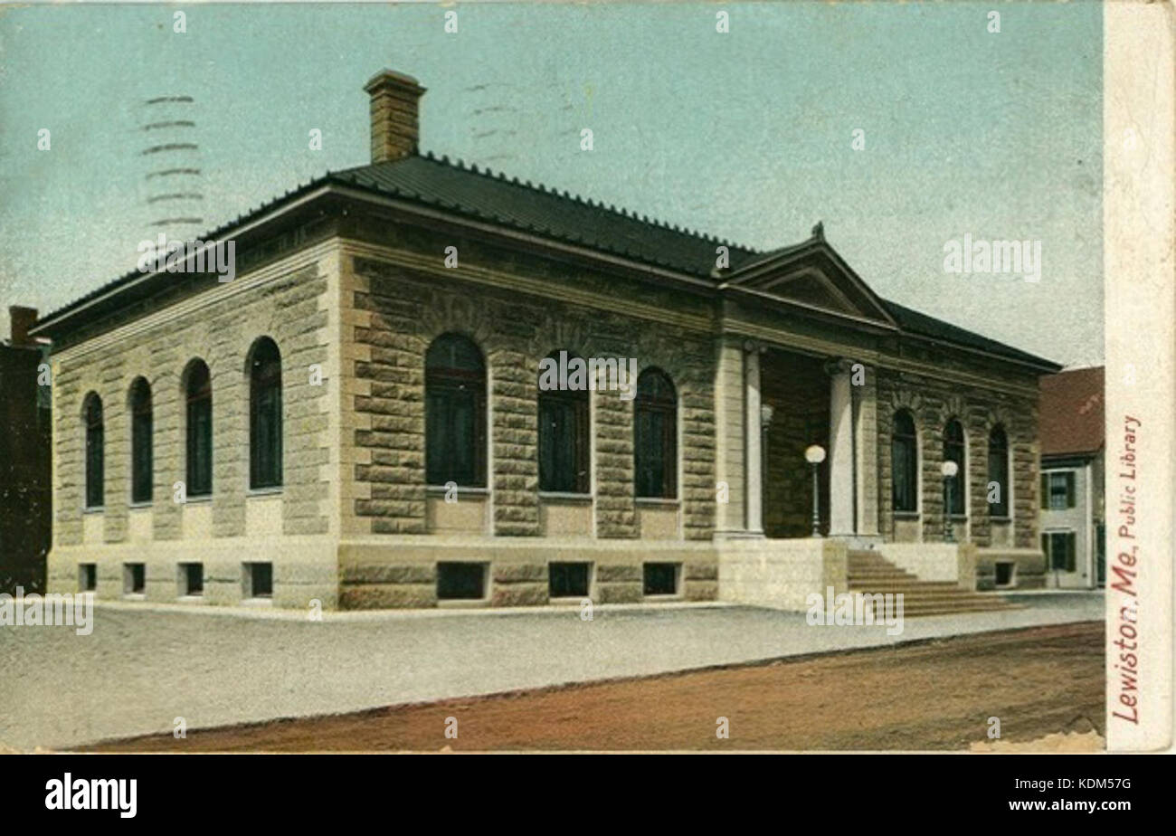 Lewiston public library postcard ME Stock Photo - Alamy