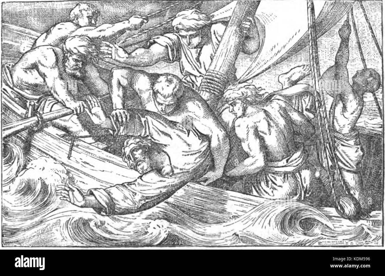 Jonah cast into the sea Stock Photo - Alamy