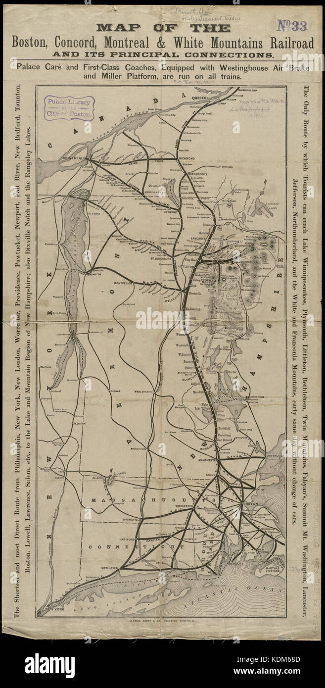 Map of the Boston, Concord, Montreal and White Mountains Railroad and ...