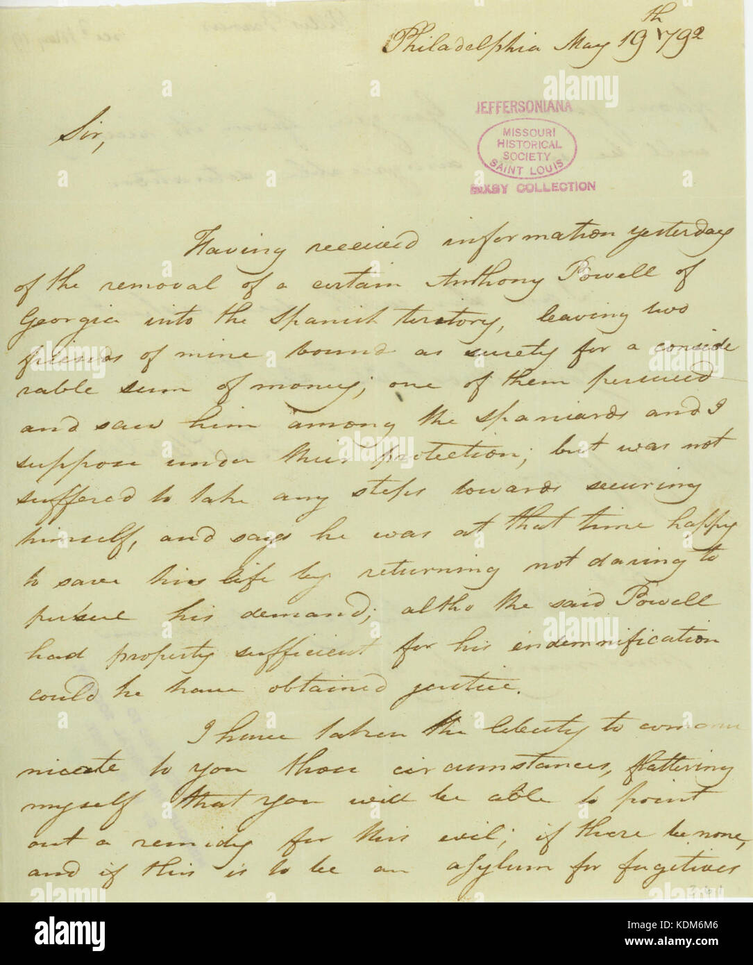 Letter signed Francis Willis, Philadelphia, to Thomas Jefferson, May 19 ...