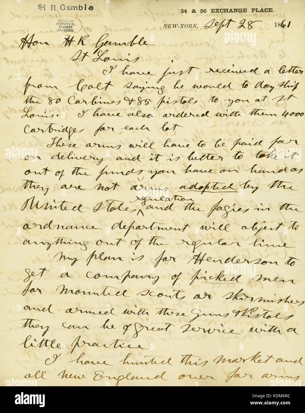 Letter signed Wm. M. McPherson (William M. McPherson), New York, to Hon ...