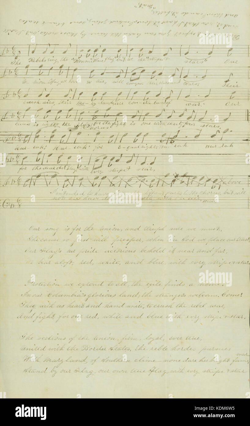 Manuscript sheet music, ca. 1862 Stock Photo - Alamy