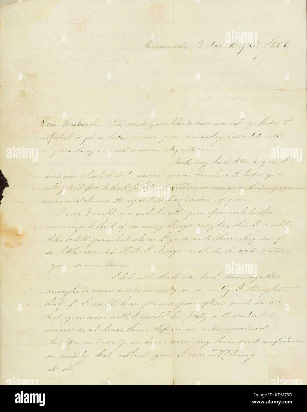 Letter from Josephine, Cincinnati, Iowa, to George, May 28, 1863 Stock ...