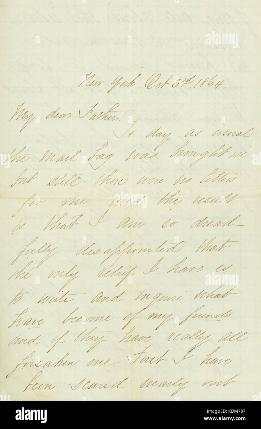 Letter signed Nelly (Nellie Blow), New York, to Father (Henry T. Blow ...