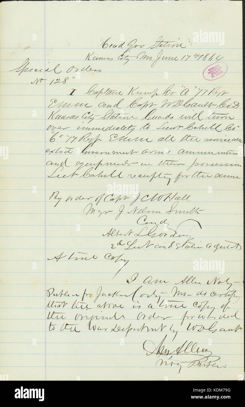A historical document detailing Special Orders No. 128, signed by ...