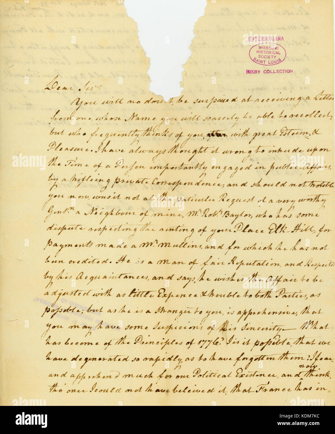 Letter from Thomas Lomax, Port Tobago, to Thomas Jefferson, February 19 ...