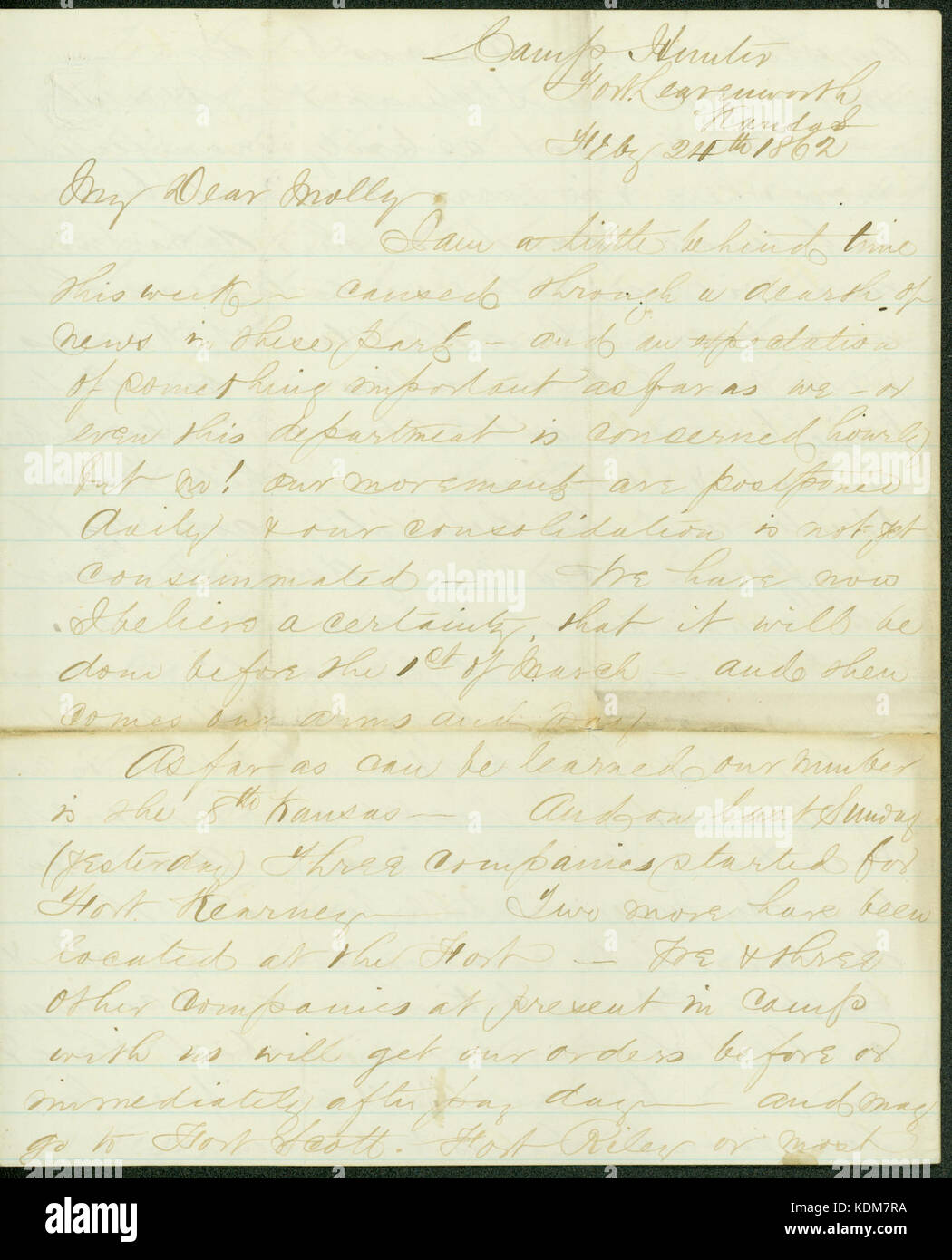 Letter from James E. Love, Camp Hunter, Fort Leavenworth, Kansas, to ...