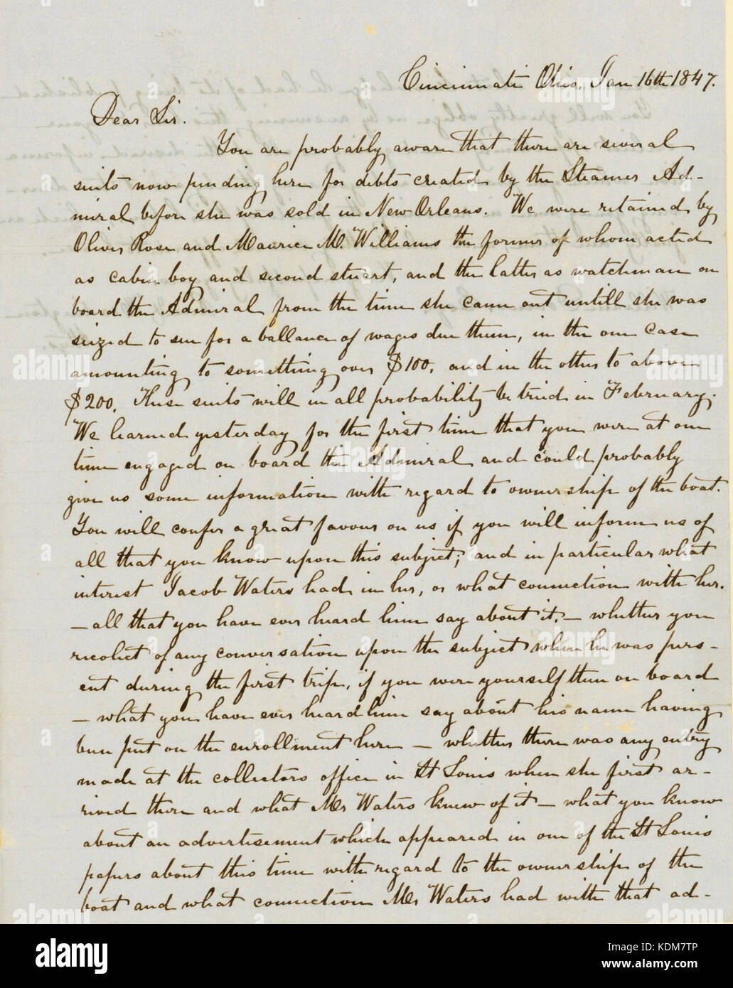 Letter from Rice and Headington, Cincinnati, Ohio, to William Dovenor ...