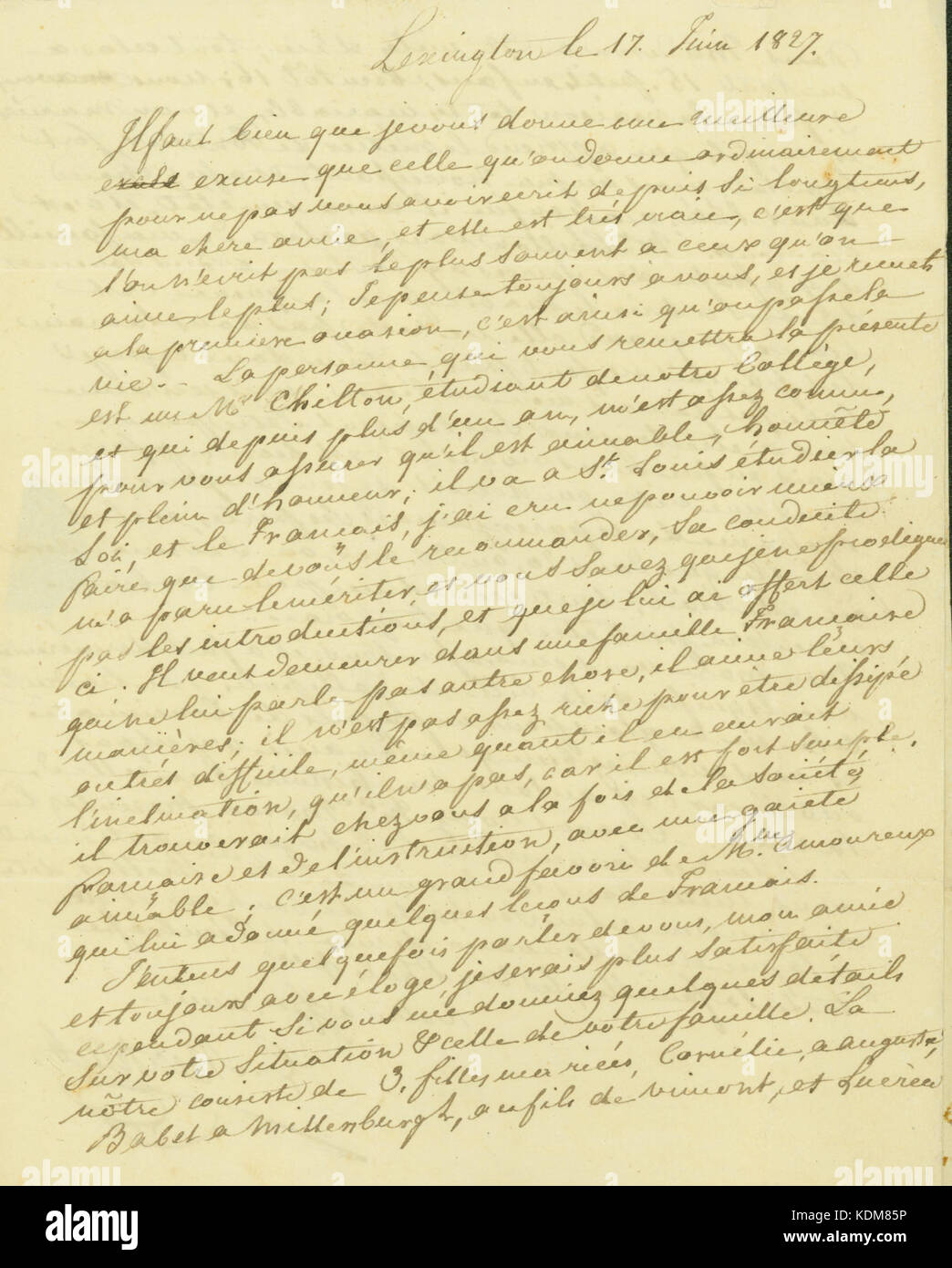 Letter to Madame Saugrain from Mentelle, June 17, 1827 Stock Photo - Alamy
