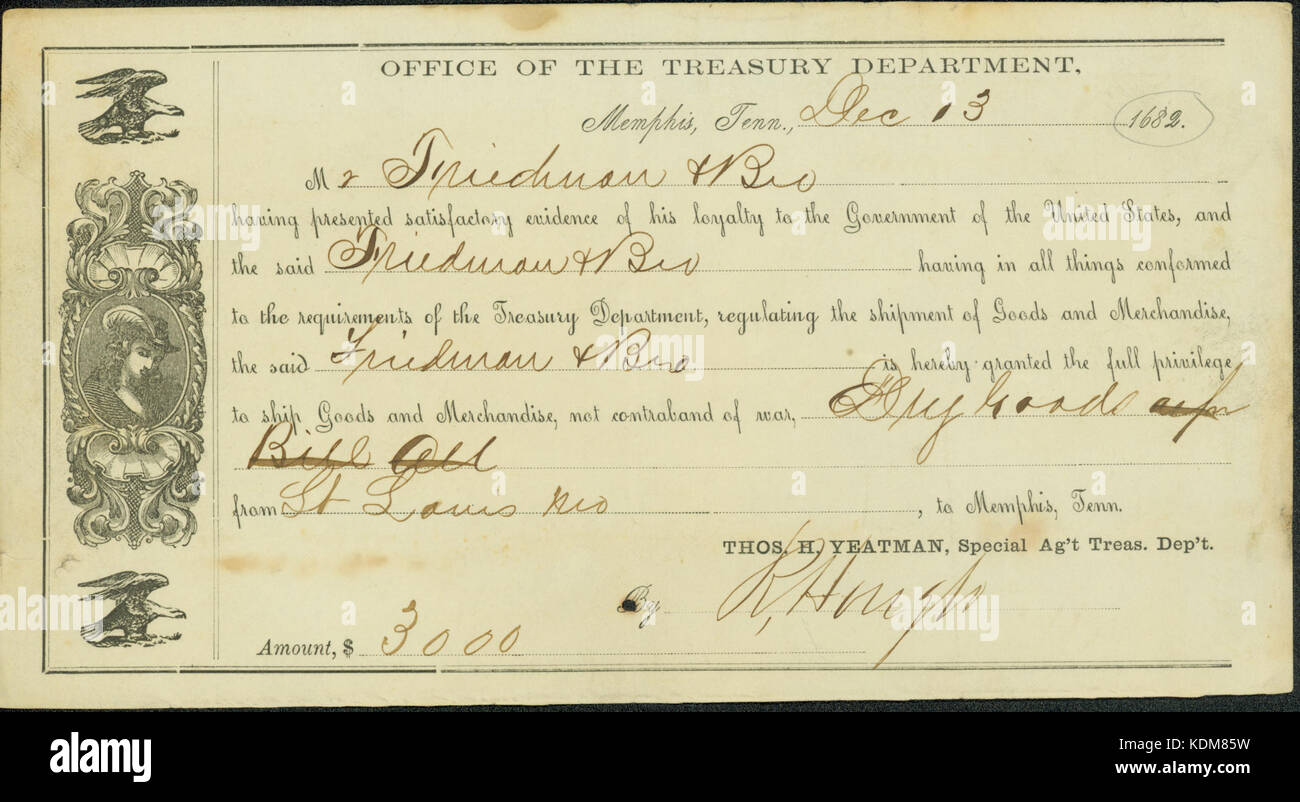 Permit granted to Friedman and Bro., signed R. Hough, Office of the ...