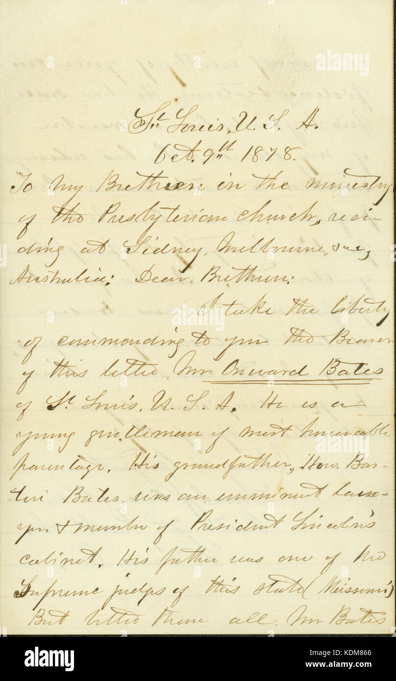 Letter of introduction signed Samuel G. Niccolls, St. Louis, for Onward ...