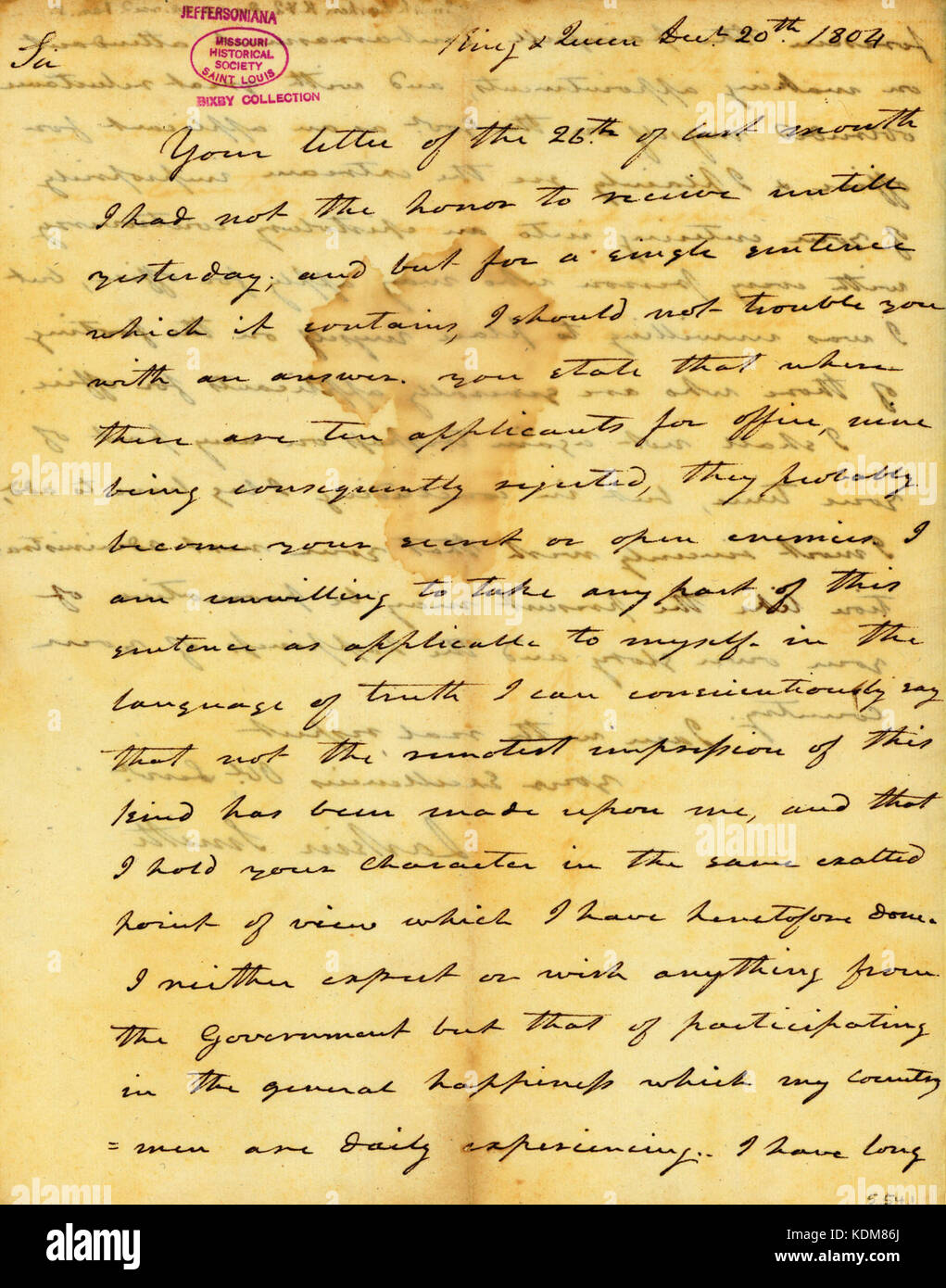Letter signed Larkin Smith, King and Queen (County), to Thomas ...