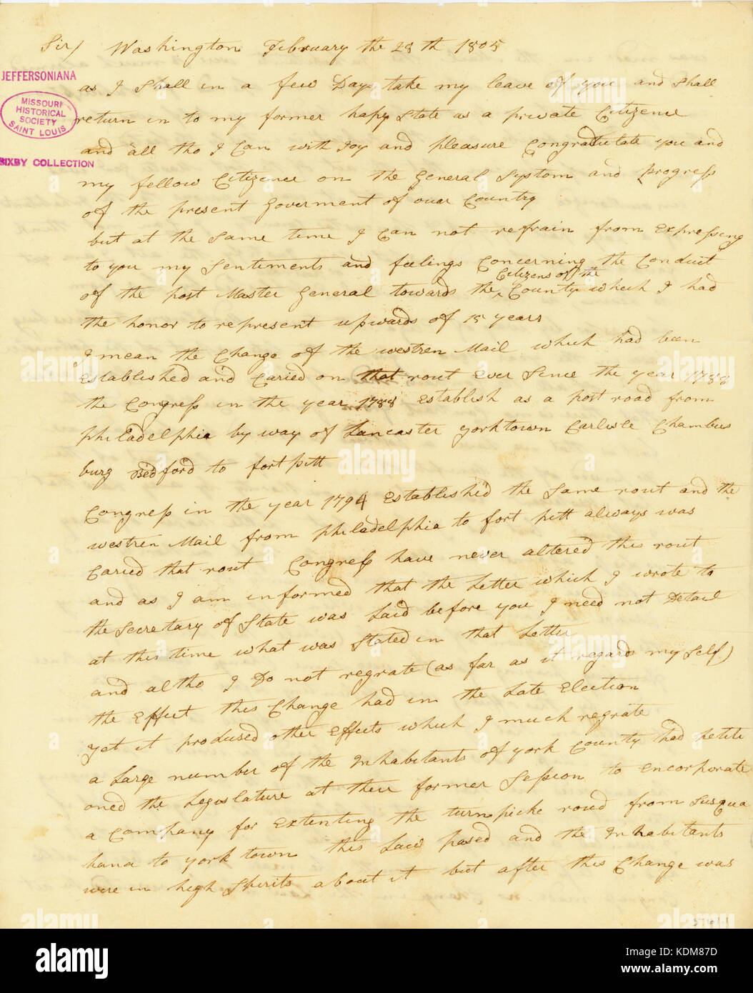 Letter signed John Stewart, Washington, to Thomas Jefferson, February ...