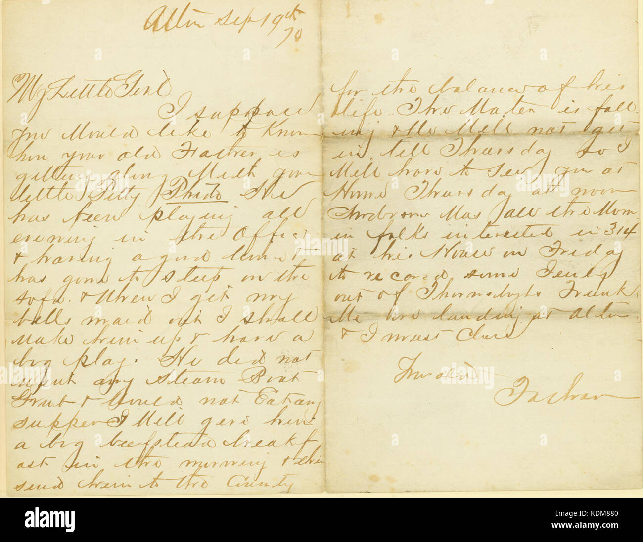 Letter from Father (Captain Oliver S. Watt), to his daughter, Emma ...