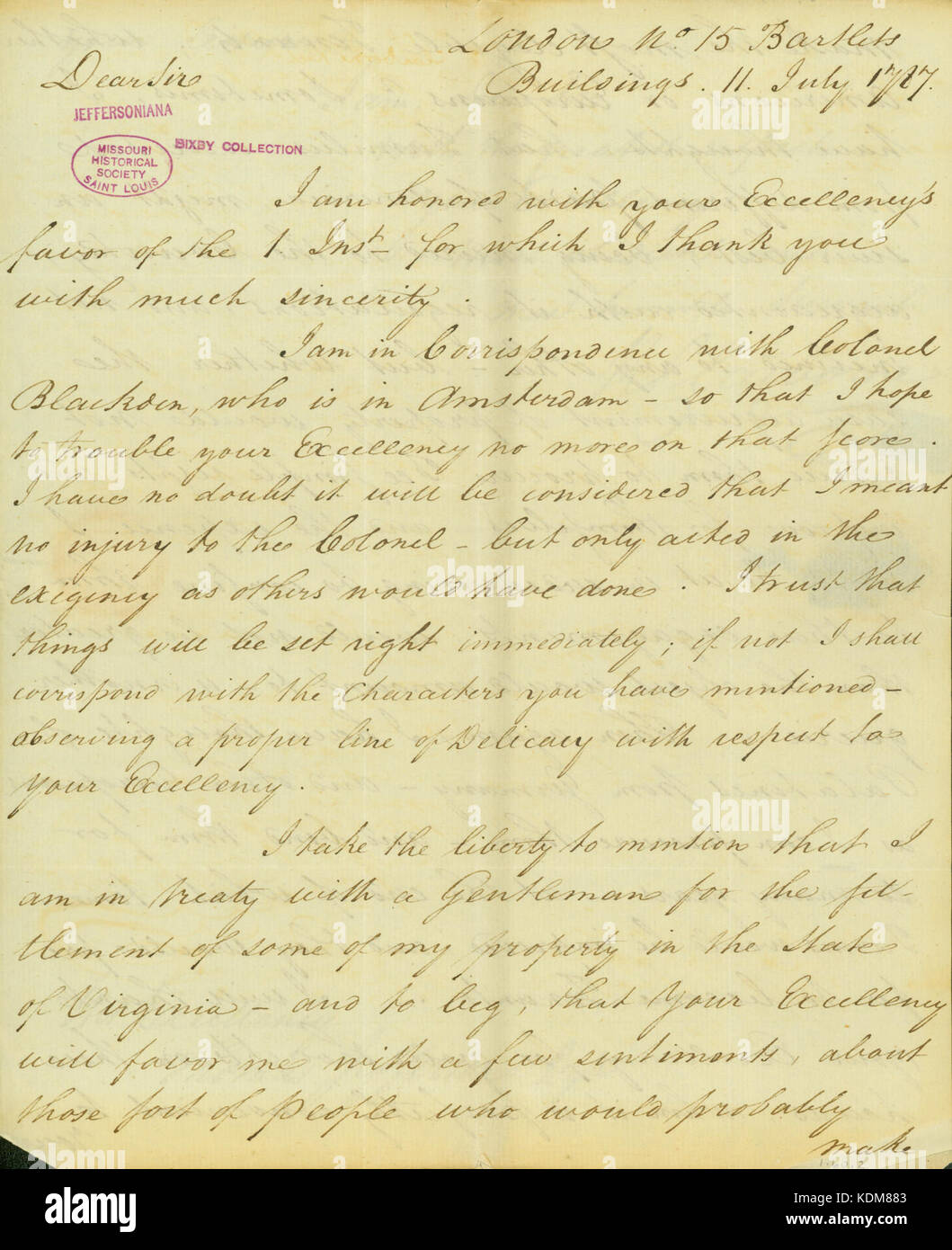 A historical letter written by Richard Claiborne in London to Thomas ...
