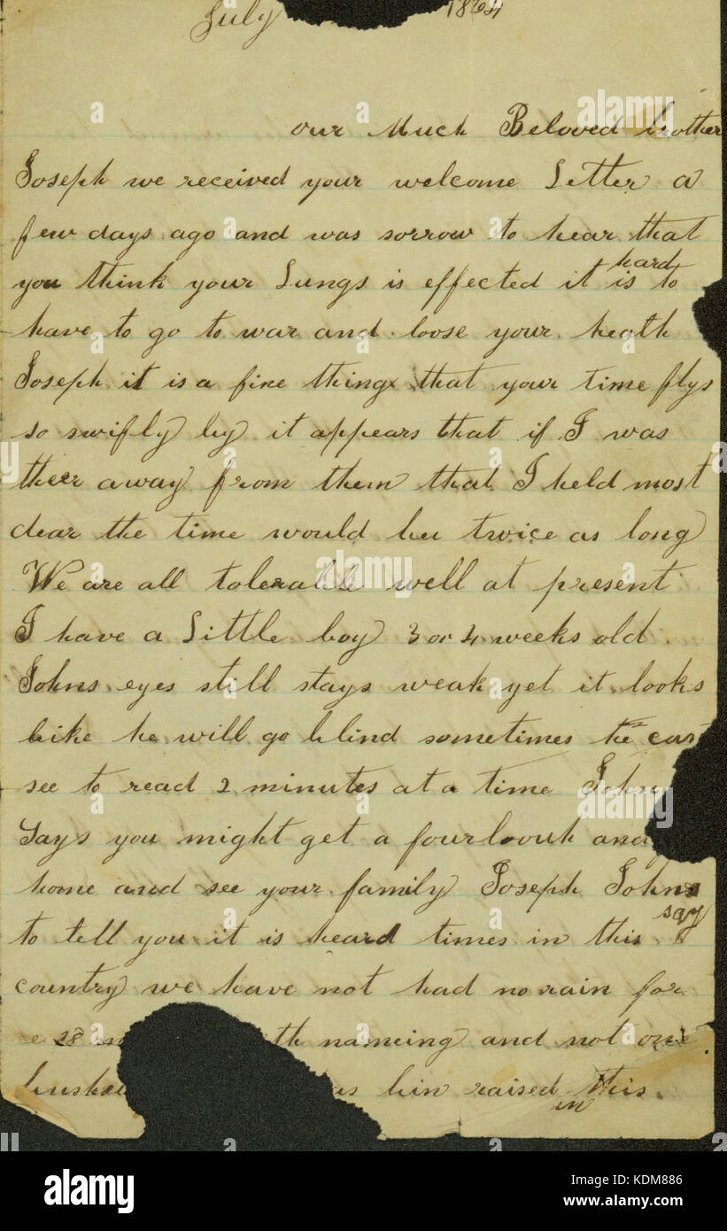 Letter signed John and Sally Kesterson to their brother Joseph (Joseph ...