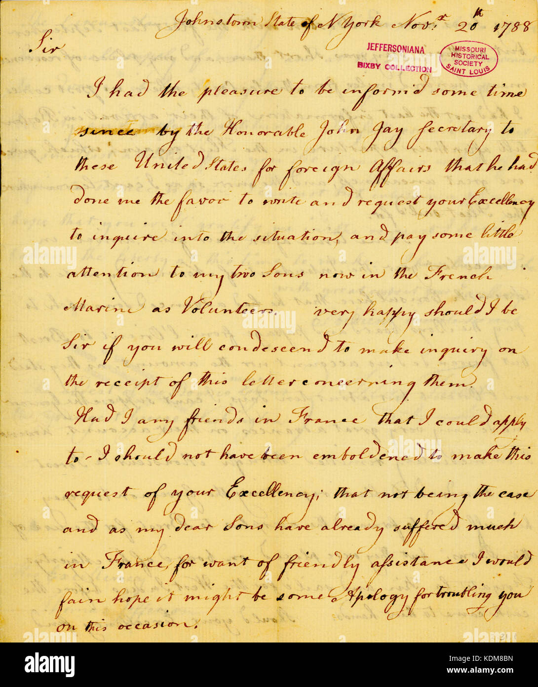 Letter signed Silas Talbot, Johnstown, New York, to Thomas Jefferson ...