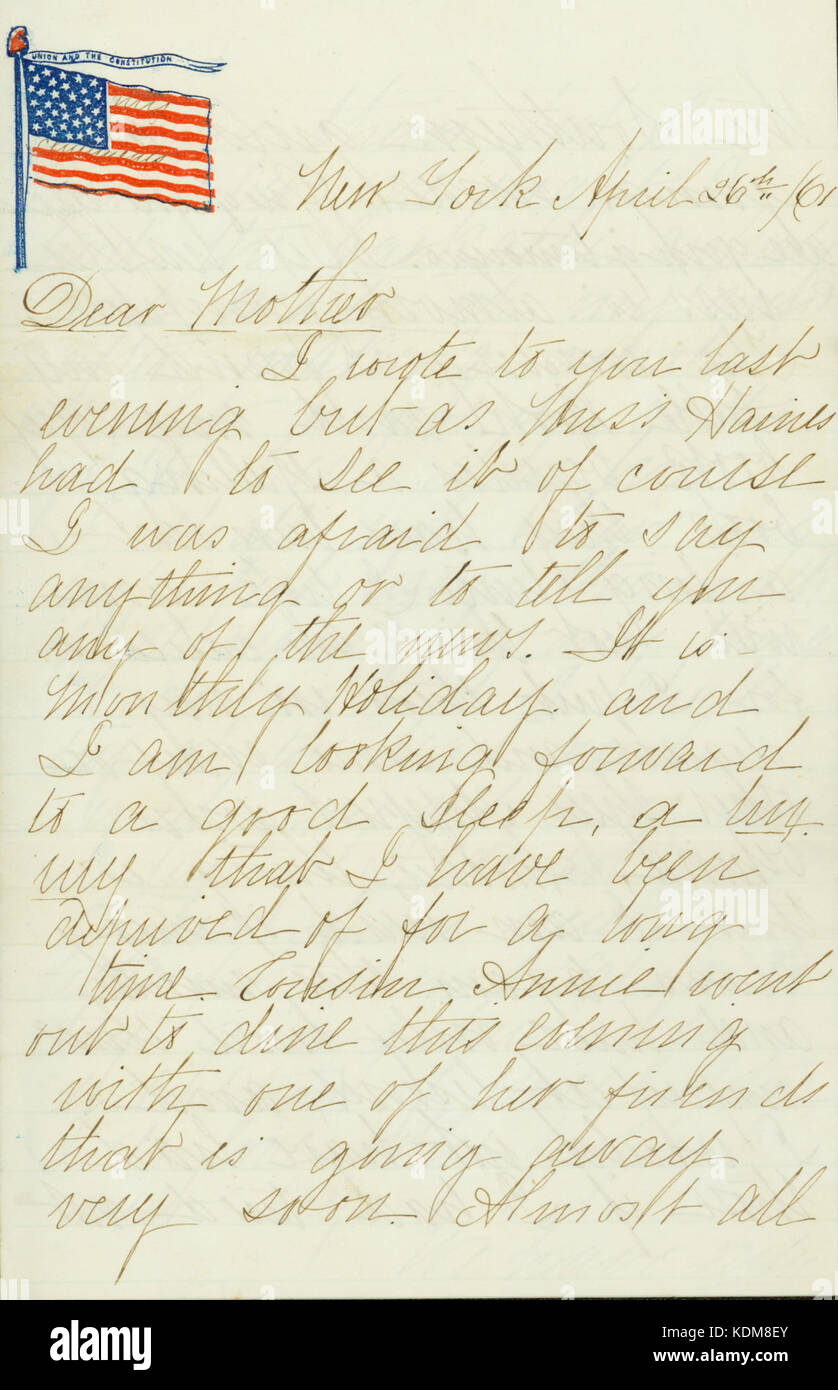 Letter signed Nellie (Nellie Blow), New York, to Mother (Minerva Blow ...