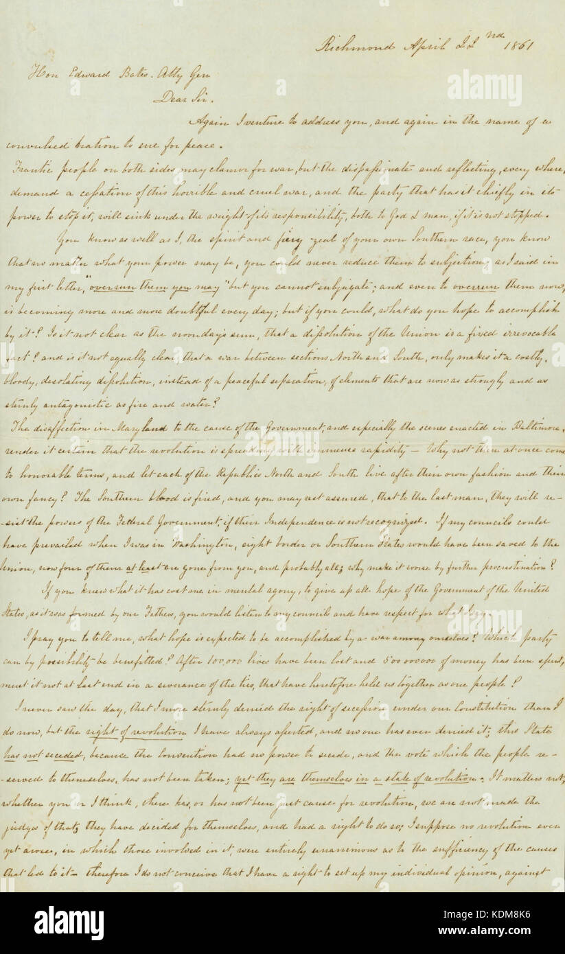 Letter from Jno. M. Botts (John M. Botts), Richmond, to Hon. Edward ...