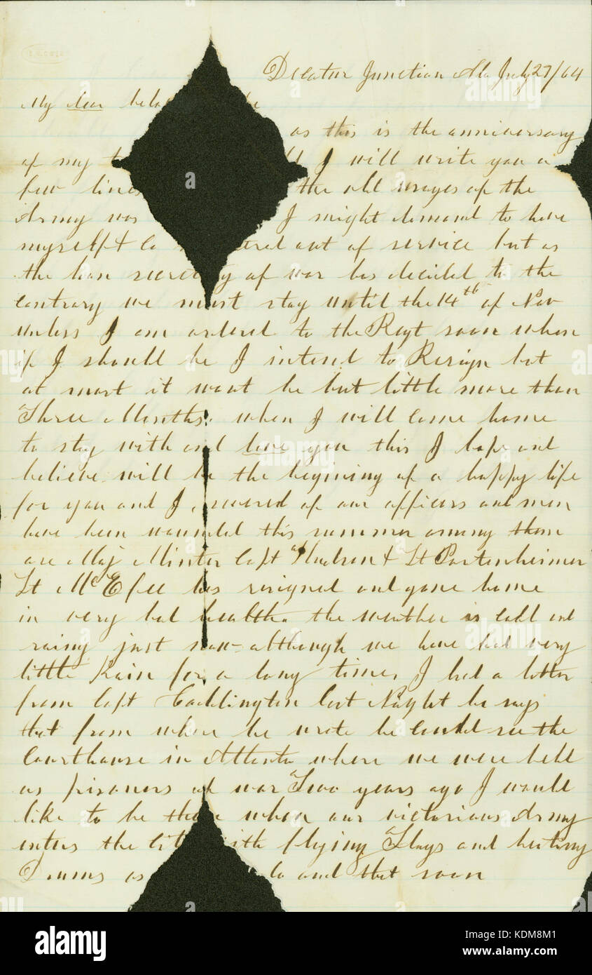 Letter from George W. W., Decatur Junction, Alabama, to Josephine, July ...