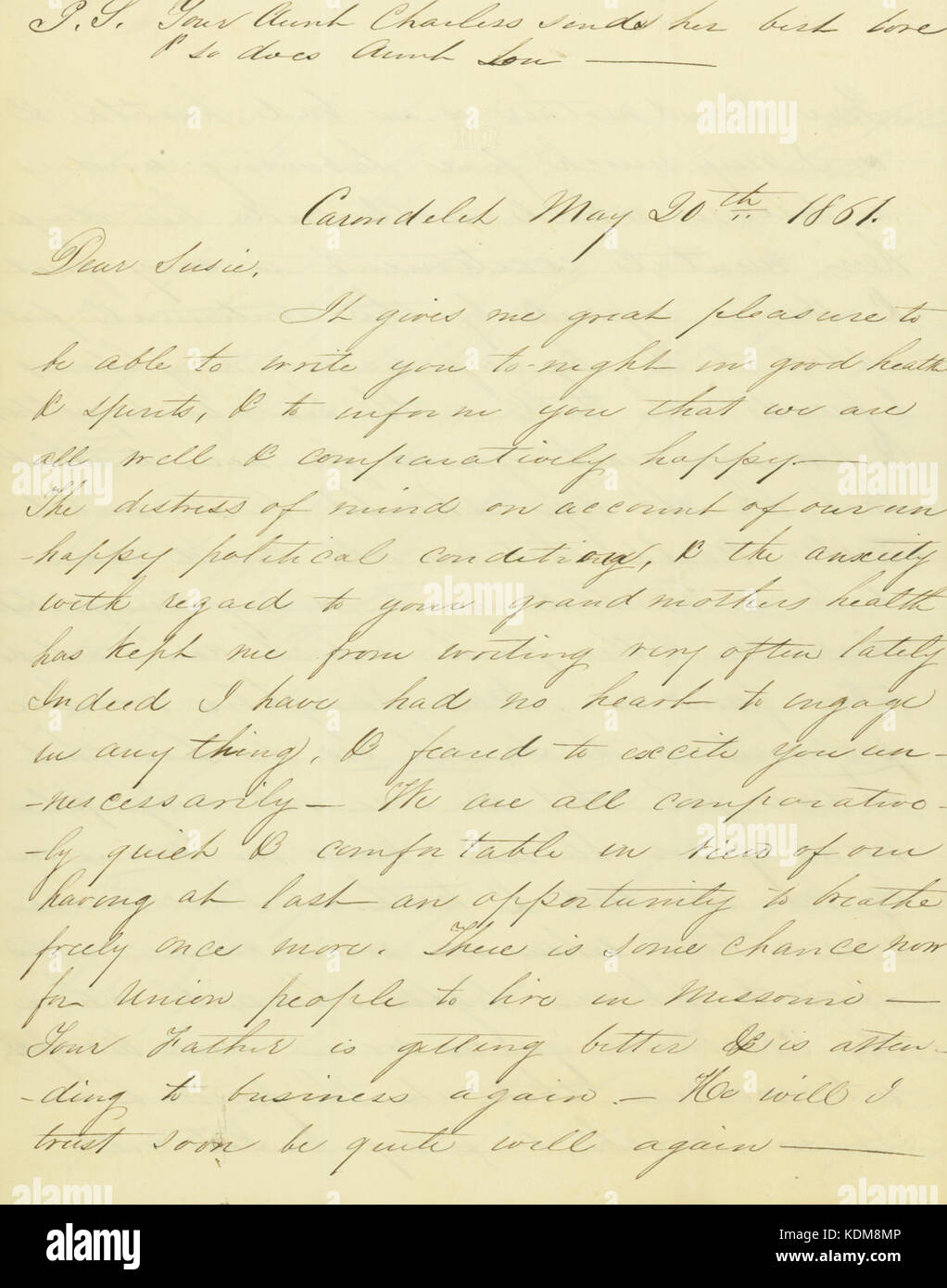 Letter signed Mother (Minerva Blow), Carondelet, to Susan (Susan Blow ...