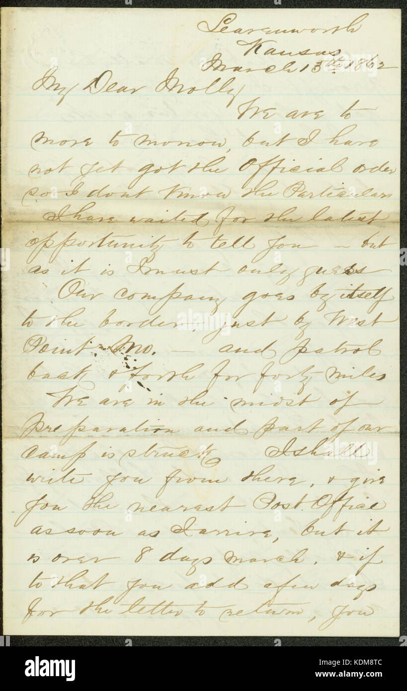 Letter from James E. Love, Fort Leavenworth, Kansas, to Molly, March 13 ...