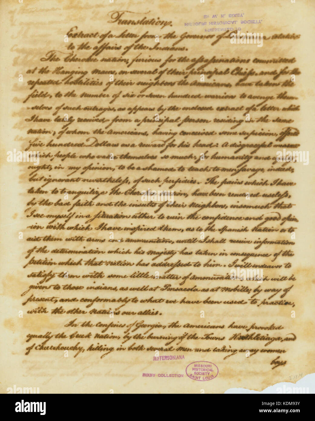 Letter of Baron de Carondelet, New Orleans, to Messrs. Josef de ...