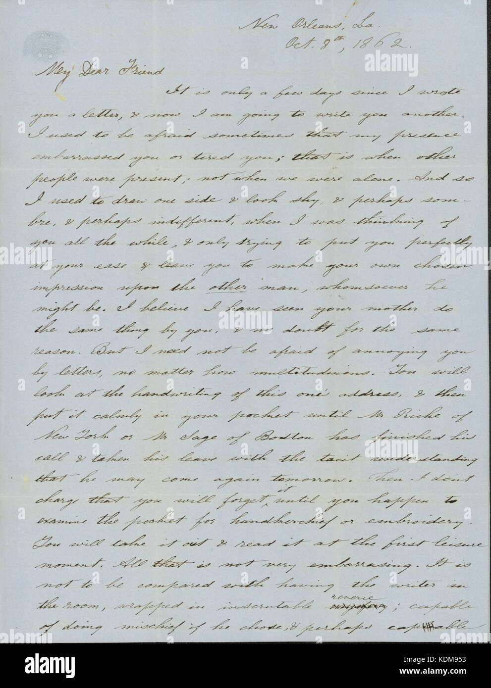 Letter signed Captain John W. DeForest, New Orleans, Louisiana, to ...