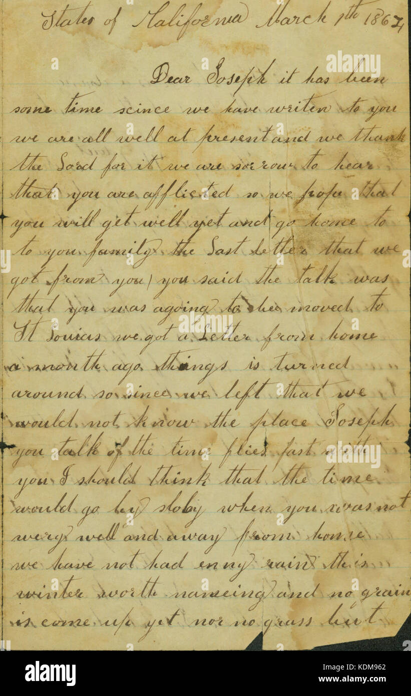 Letter signed John and Sally Kesterson, State of California, to their ...