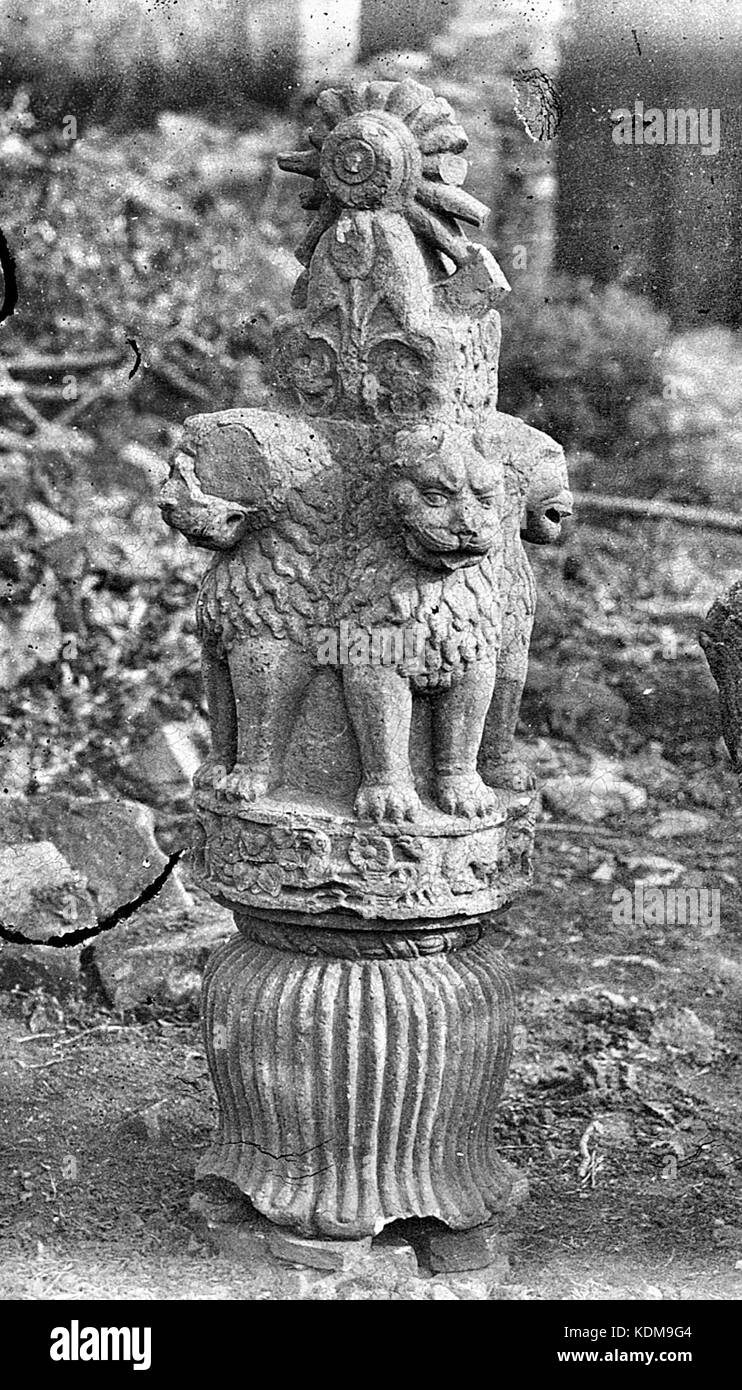 Lion pillar capital at Sanchi Joseph Beglar 1875 Stock Photo - Alamy