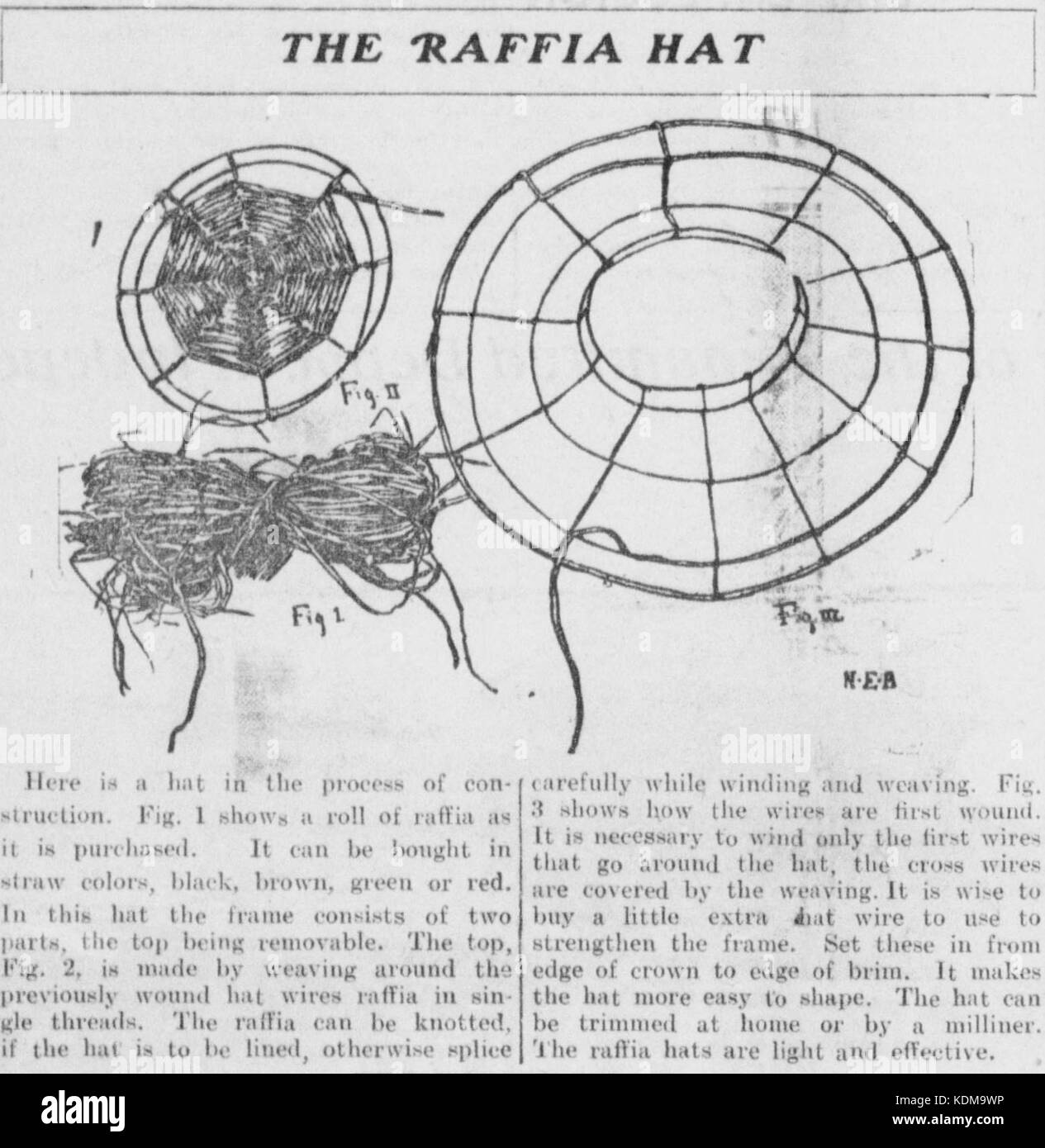 Instructions on how to make a Raffia Hat Stock Photo - Alamy