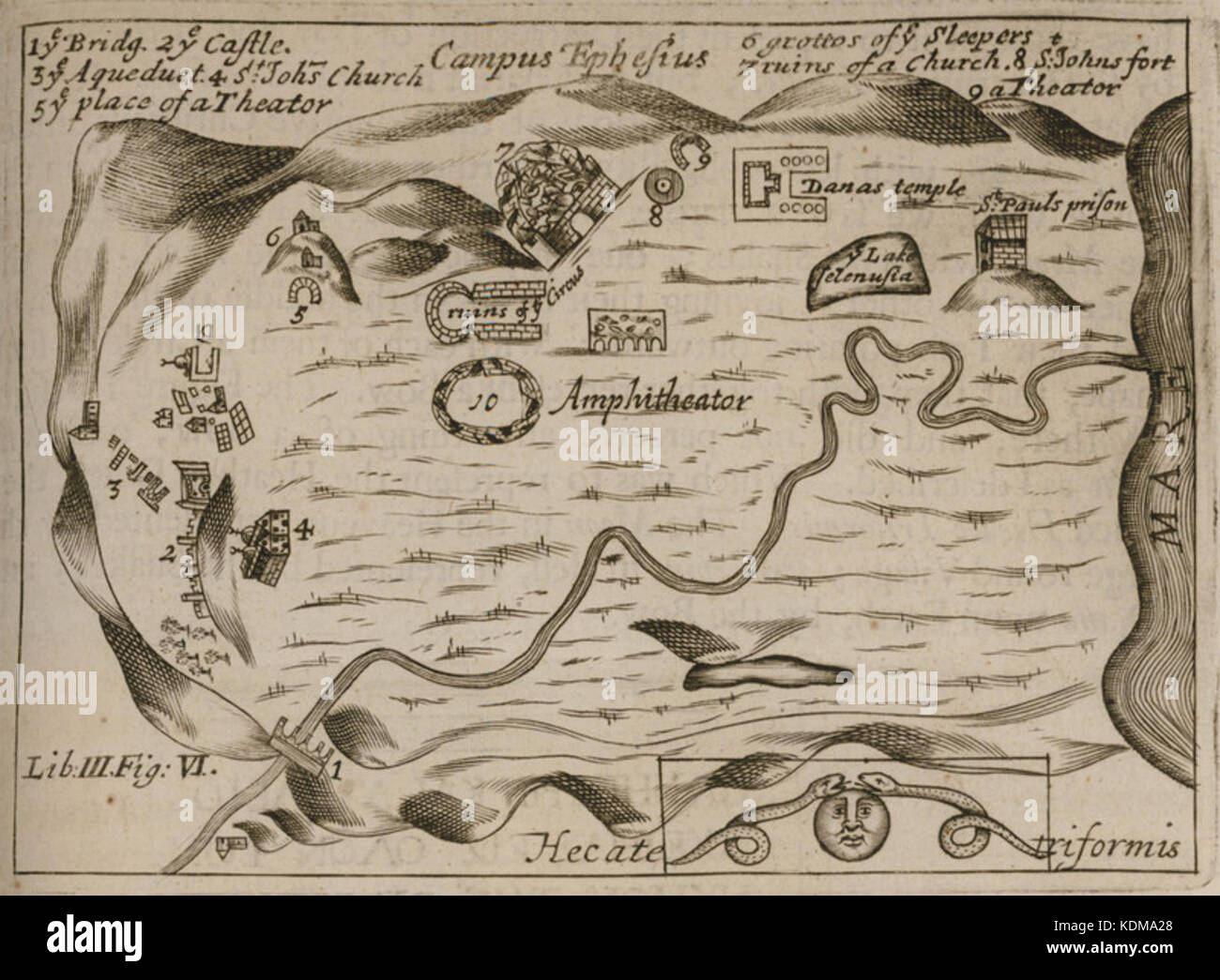 Maps of ancient Ephesus Wheler George 1682 Stock Photo - Alamy