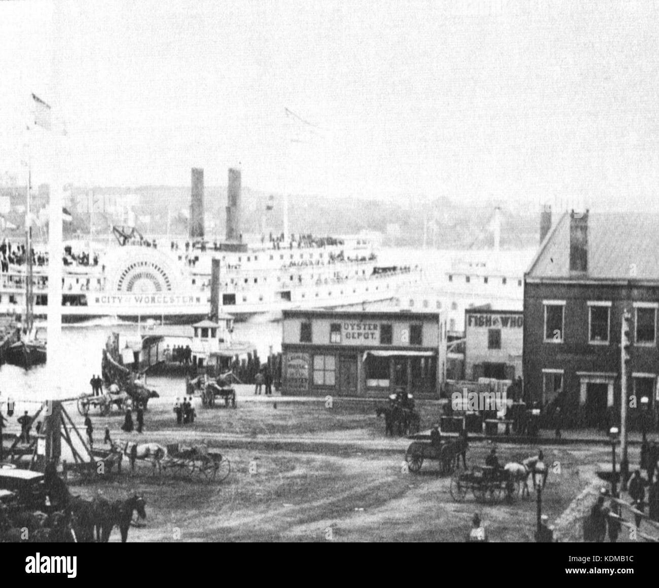 New London old station and Parade 1883 Stock Photo - Alamy