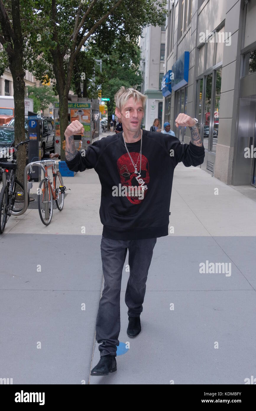 Aaron Carter meets fans outside the Sony building before meeting with ...