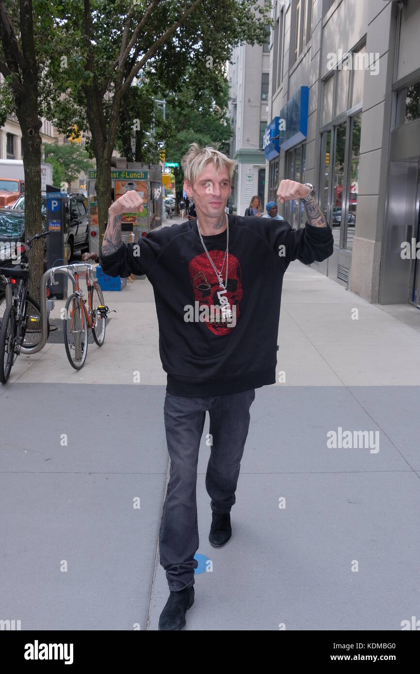 Aaron Carter meets fans outside the Sony building before meeting with ...