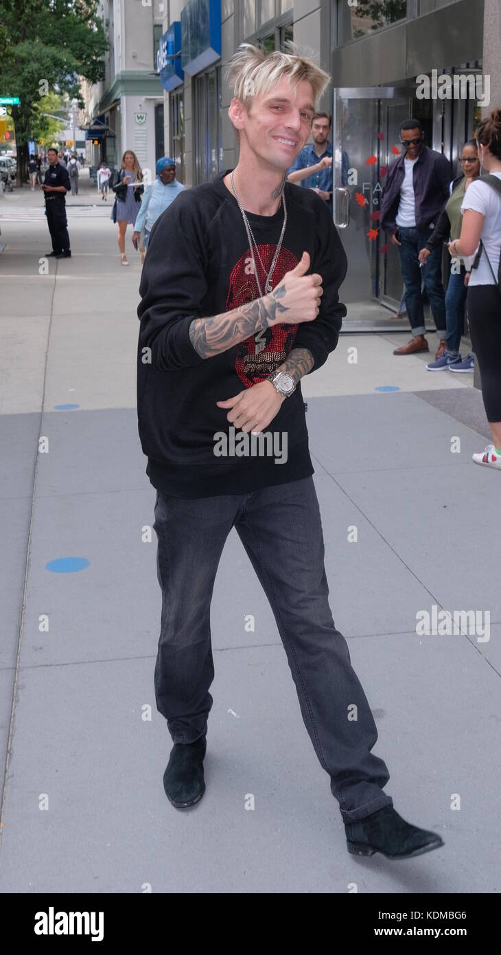 Aaron Carter meets fans outside the Sony building before meeting with ...