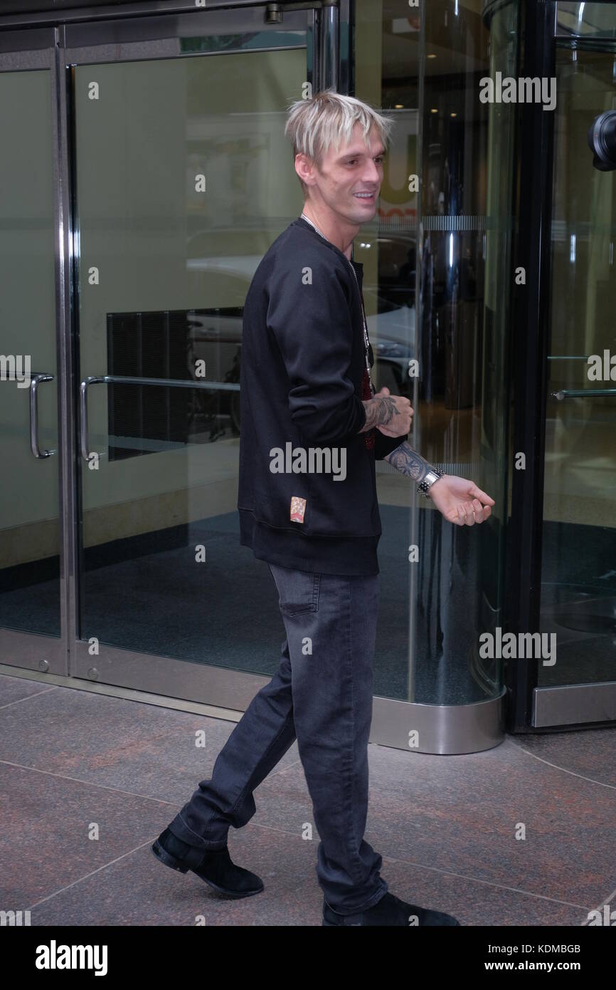 Aaron Carter meets fans outside the Sony building before meeting with ...