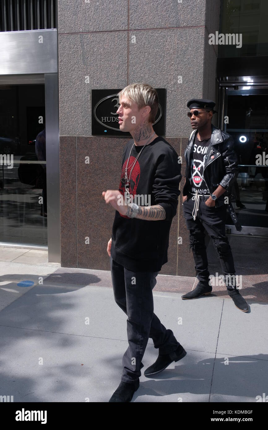 Aaron Carter meets fans outside the Sony building before meeting with ...