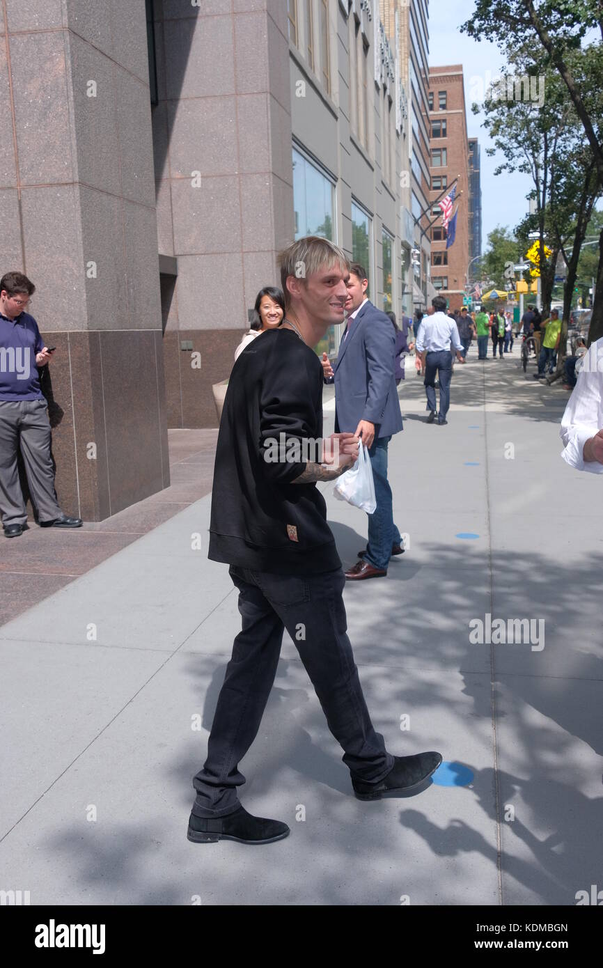 Aaron Carter meets fans outside the Sony building before meeting with ...
