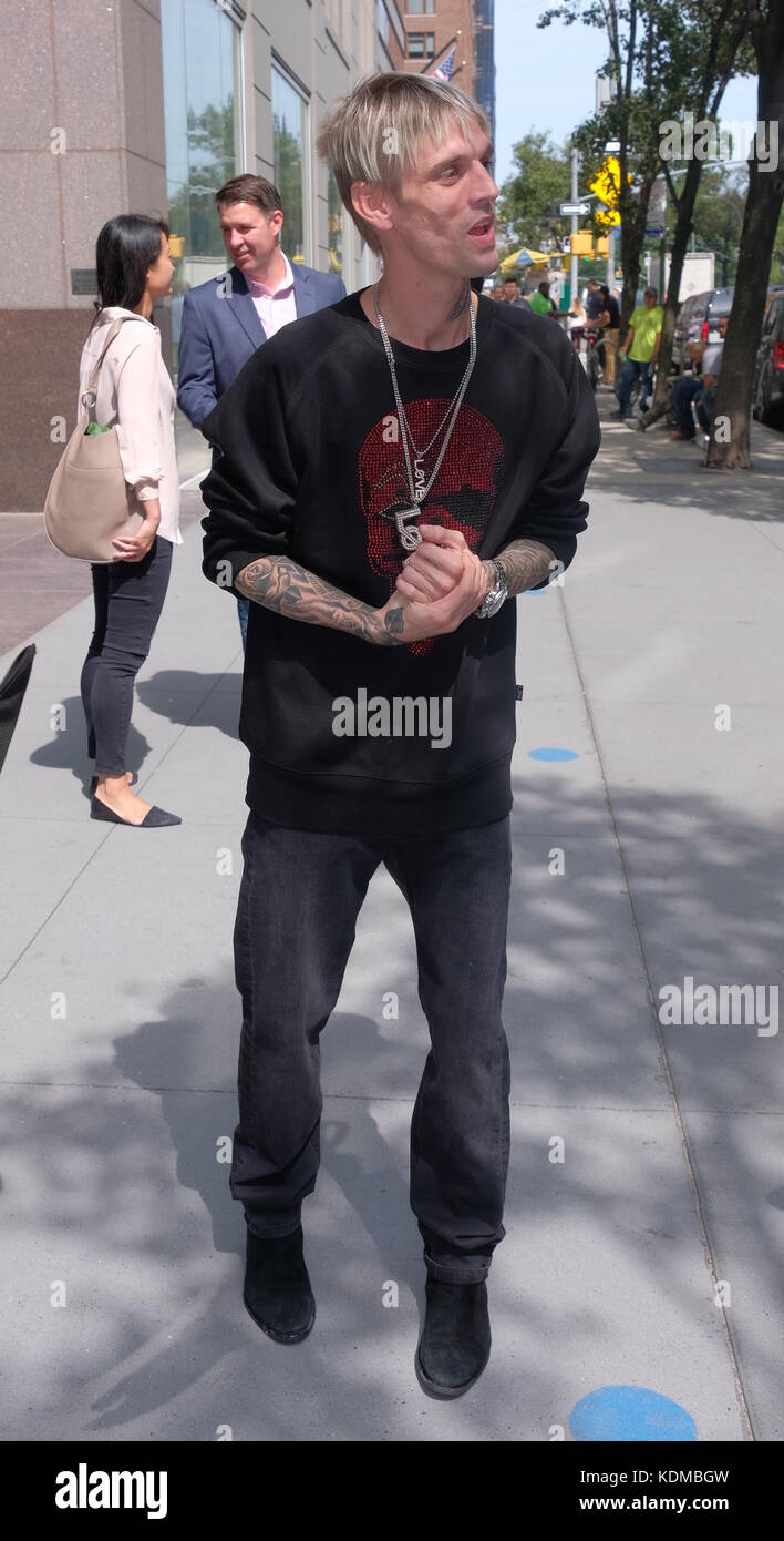 Aaron Carter meets fans outside the Sony building before meeting with ...