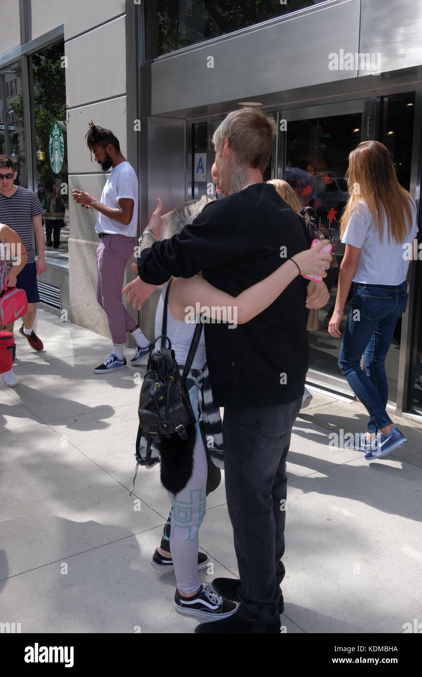 Aaron Carter meets fans outside the Sony building before meeting with ...