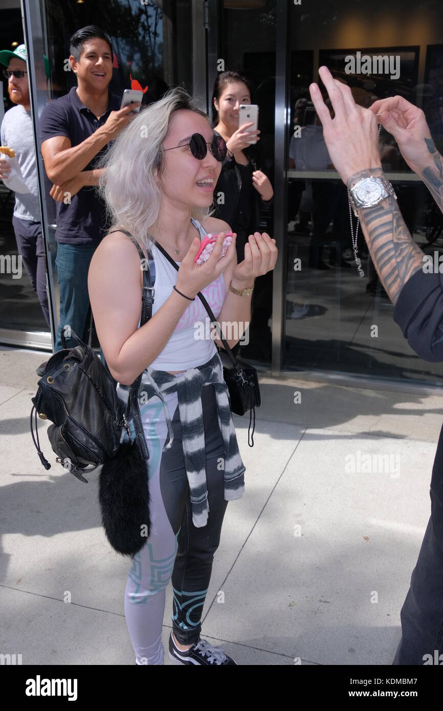 Aaron Carter meets fans outside the Sony building before meeting with ...
