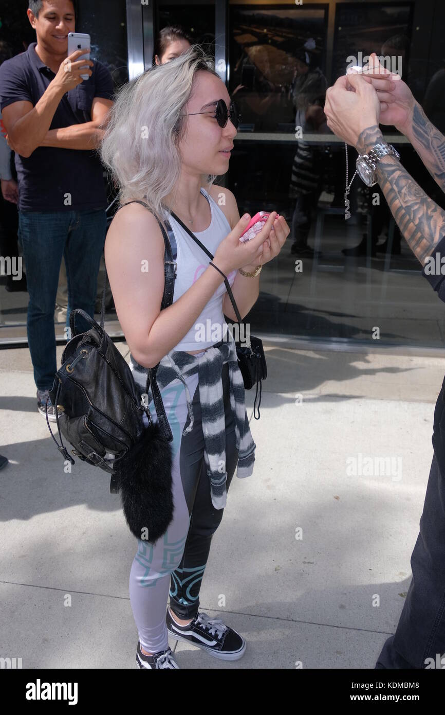 Aaron Carter meets fans outside the Sony building before meeting with ...
