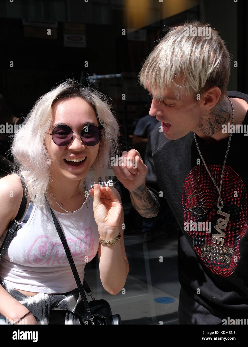 Aaron Carter meets fans outside the Sony building before meeting with ...