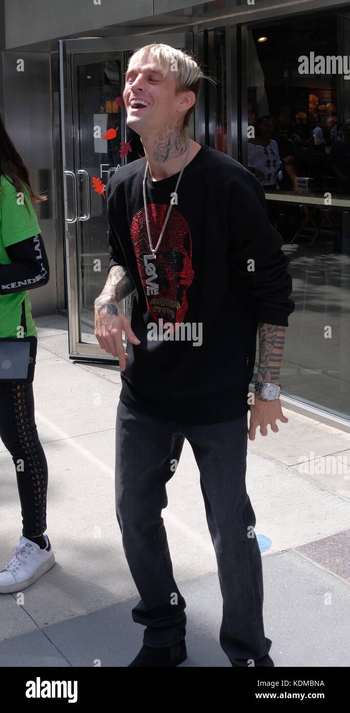 Aaron Carter meets fans outside the Sony building before meeting with ...