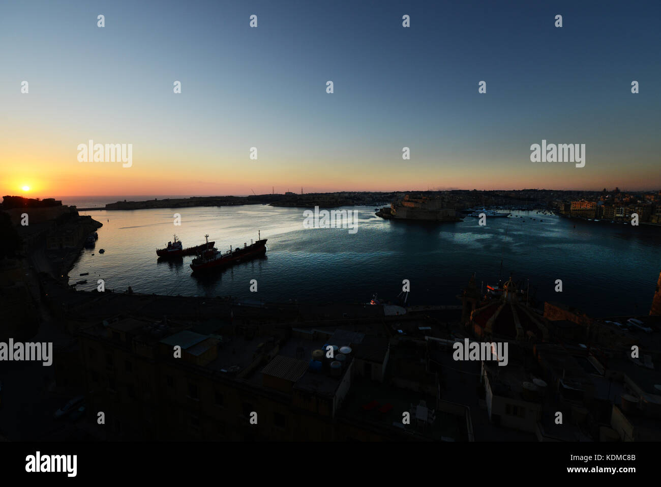 Sunrise over the Grand Harbour in Valletta, Malta Stock Photo - Alamy