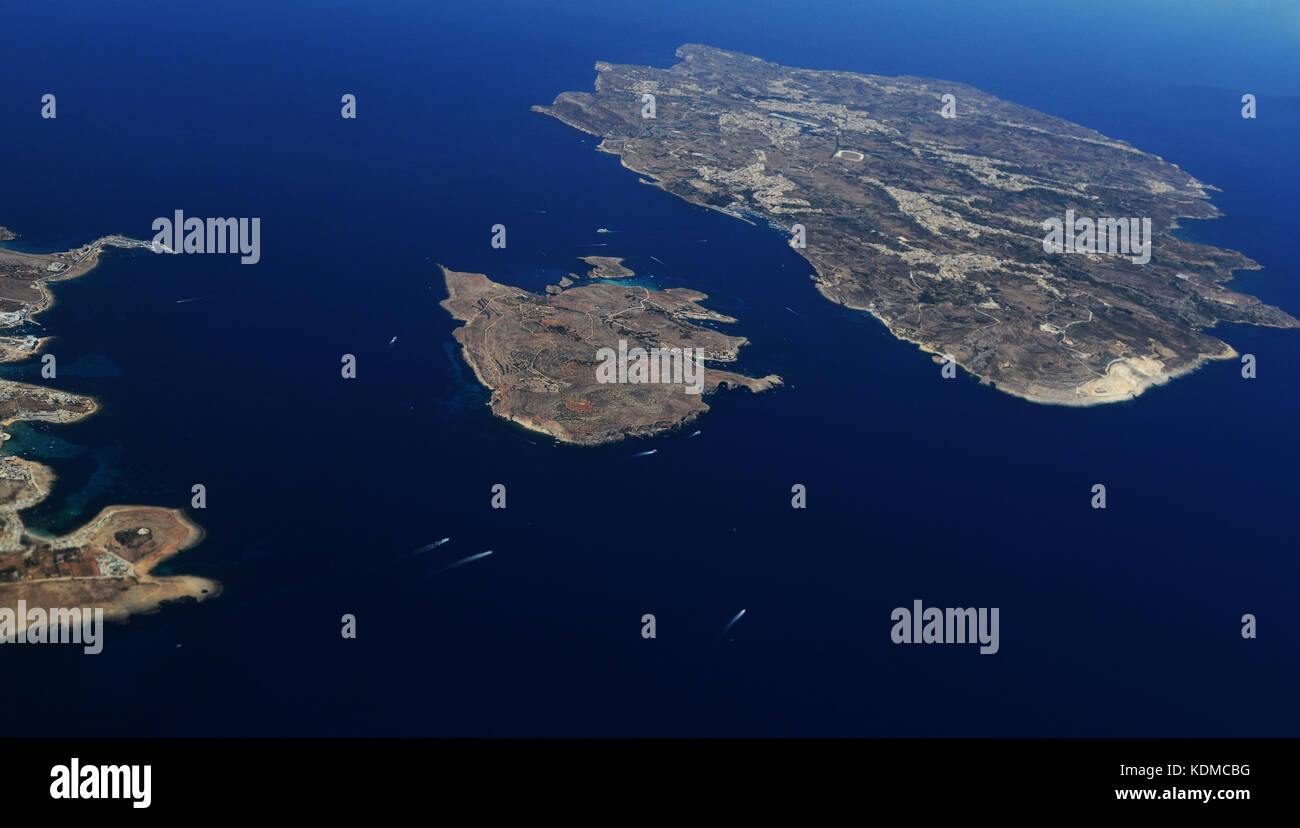 An aerial view of the Islands of Gozo and Comino in Malta Stock Photo ...