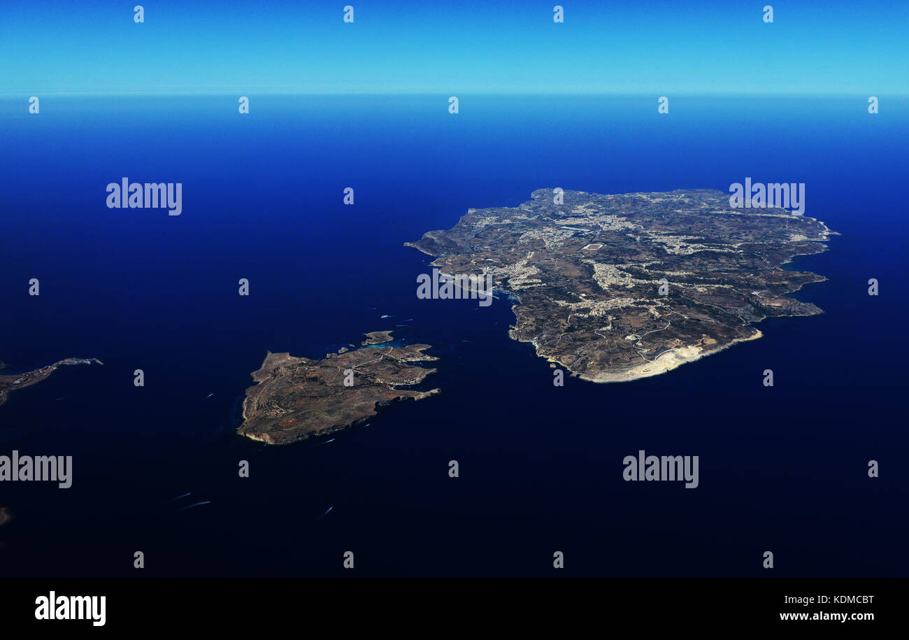 An aerial view of the Islands of Gozo and Comino in Malta Stock Photo ...