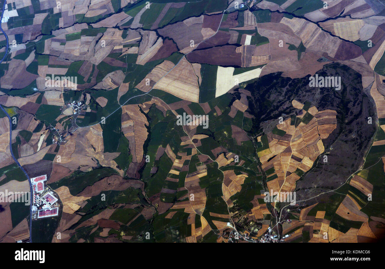 Aerial view of agricultural fields in the Thrace region of Turkey Stock ...