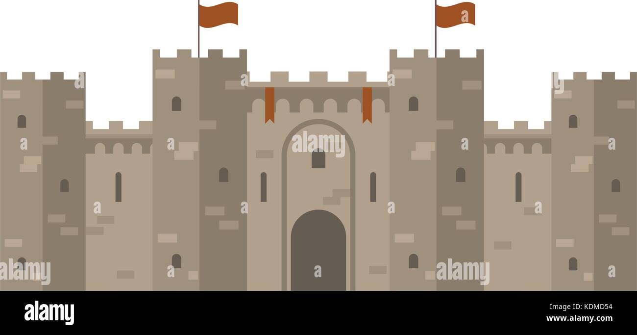 Medieval castle with fortified wall and towers Stock Vector Image & Art ...